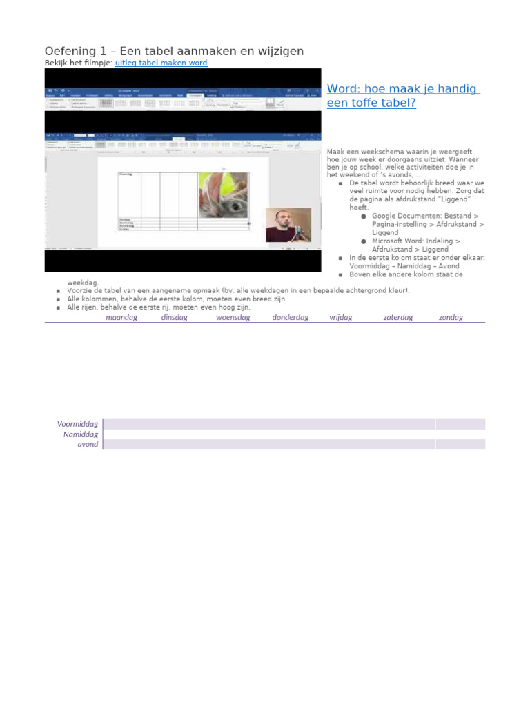 Kaat Schonkeren - Oefening Tabellen | PDF