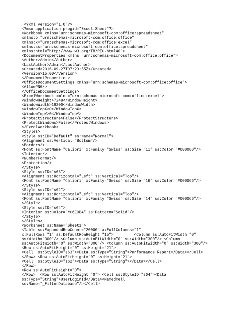 Performance Report Data XML | PDF