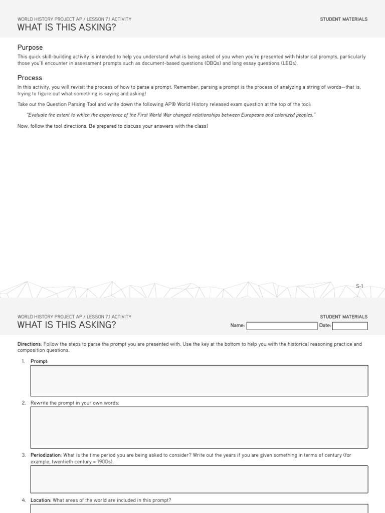 WHP-AP 7-1-1 Activity - What is This Asking Student | PDF | Human Communication | Cognition