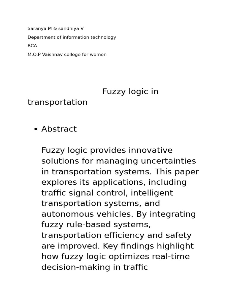 Journal Document | PDF | Fuzzy Logic | Traffic