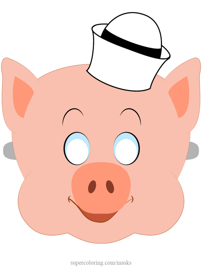 3 Little Pigs Mask Colored Template Paper Craft | PDF