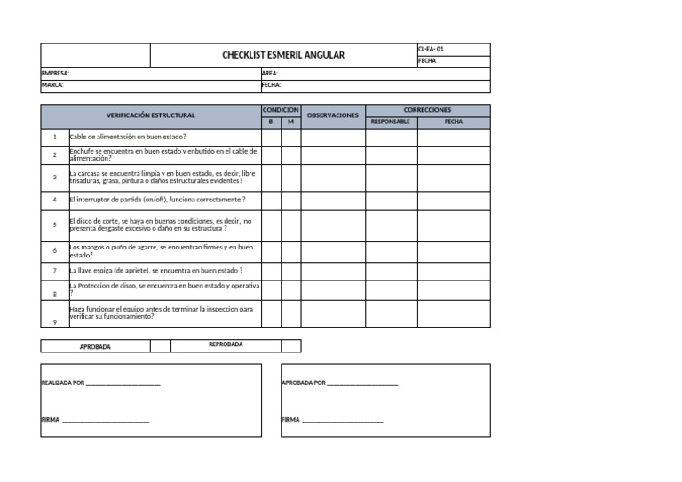 Checklist Esmeril Angular | PDF