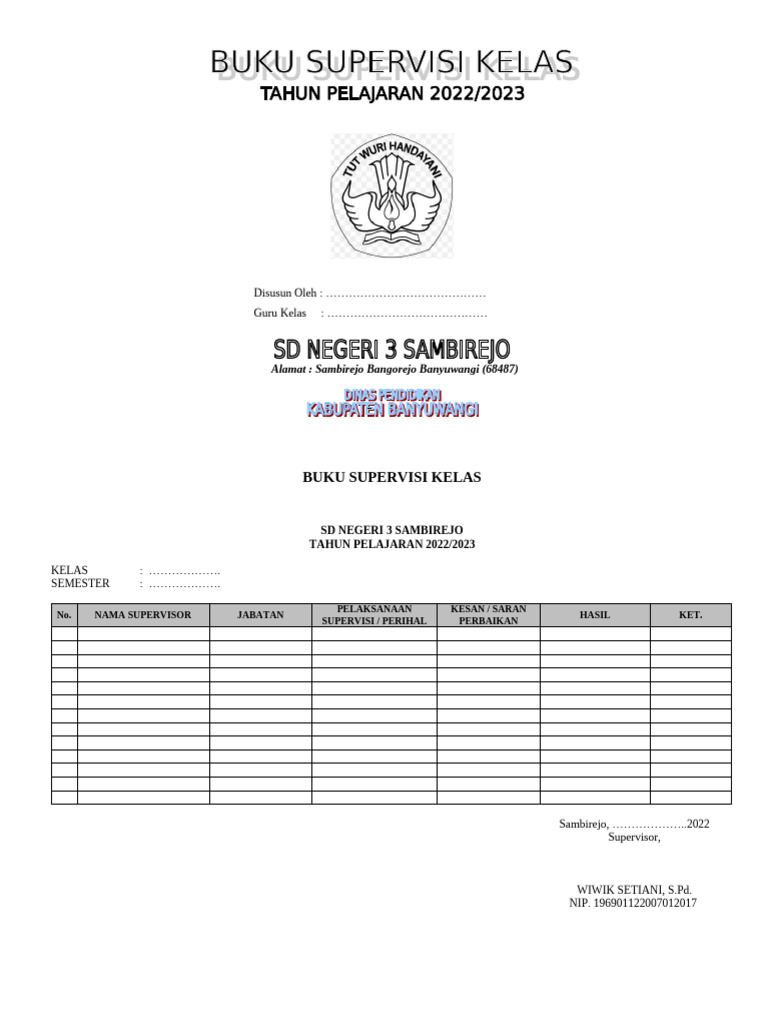 Buku Supervisi Kelas | PDF