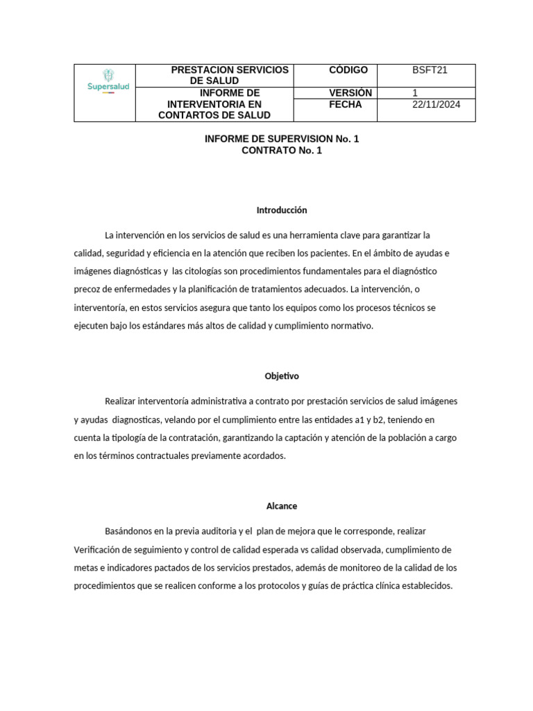 Informe de Interventoría en Salud 2024 | PDF | Auditoría