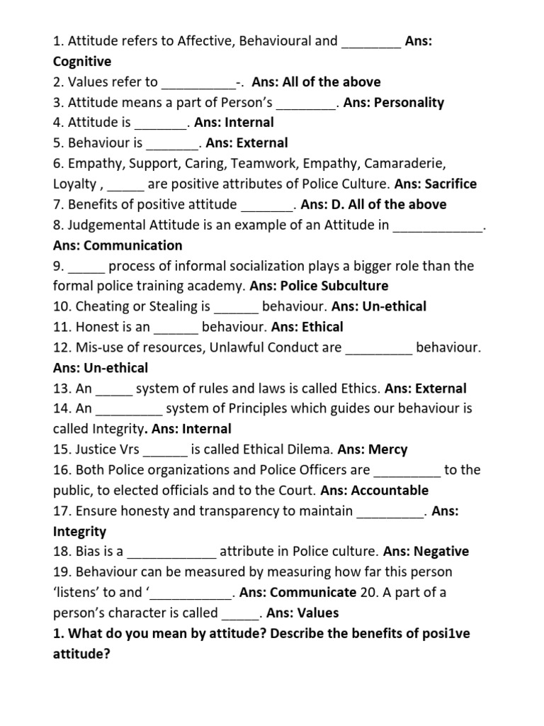 Police Culture: Attitudes and Ethics | PDF | Mindset | Integrity