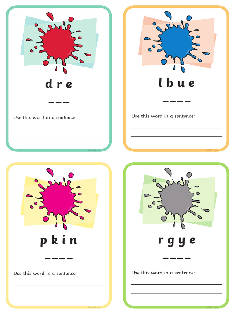 Colours Word Word Scramble | PDF
