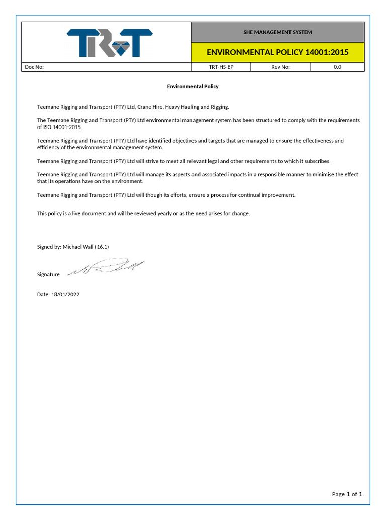 Environmental Policy Feb 2022 | PDF