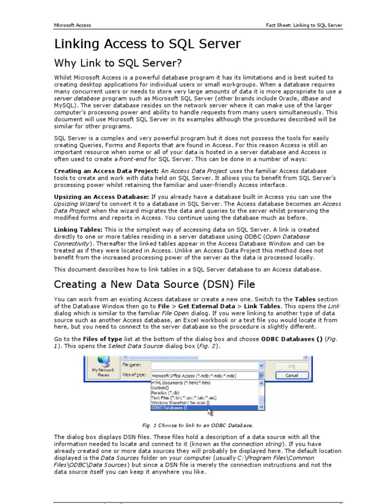 Linking Access To SQL Server | PDF