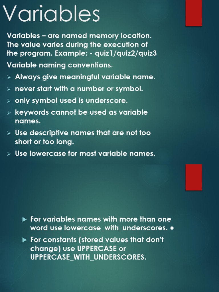 Gr 6.3 - Variables_Constant 5 | PDF | Reserved Word | Variable (Computer Science)