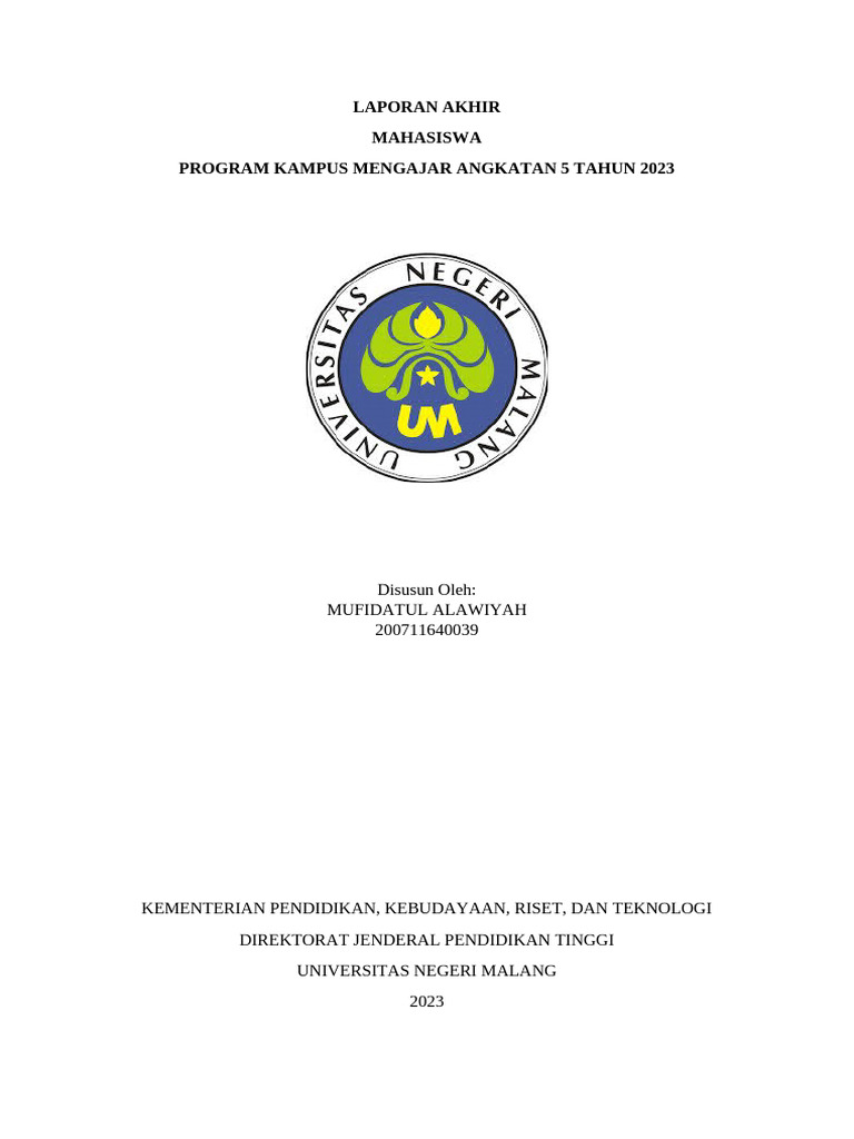 Contoh Laporan Akhir Kampus Mengajar | PDF