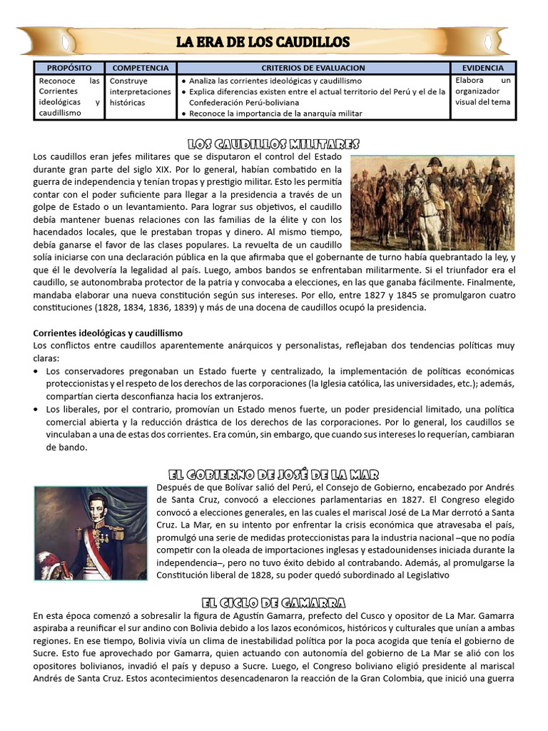 LA ERA DE LOS CAUDILLOS | PDF | América del Sur | Perú