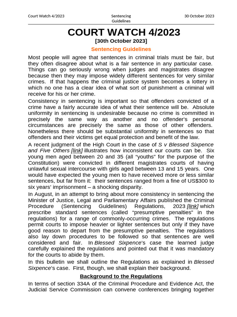Sentencing Guidelines Overview 2023 | PDF | Sentence (Law) | Crimes
