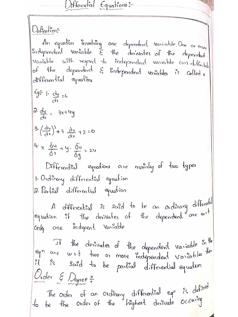 Differential Equations Notes | PDF