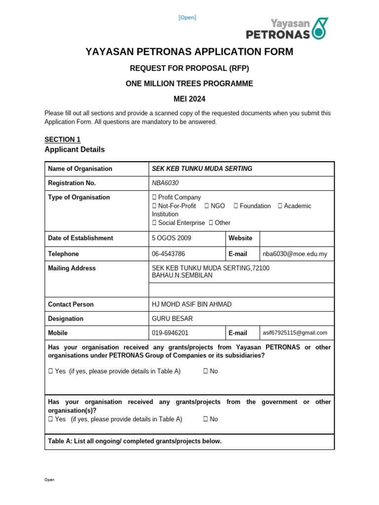 RFP Application Form April 2024 OMT External YP (1) | PDF | Request For ...