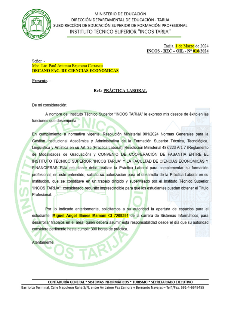 MODELO CARTA.docx | PDF