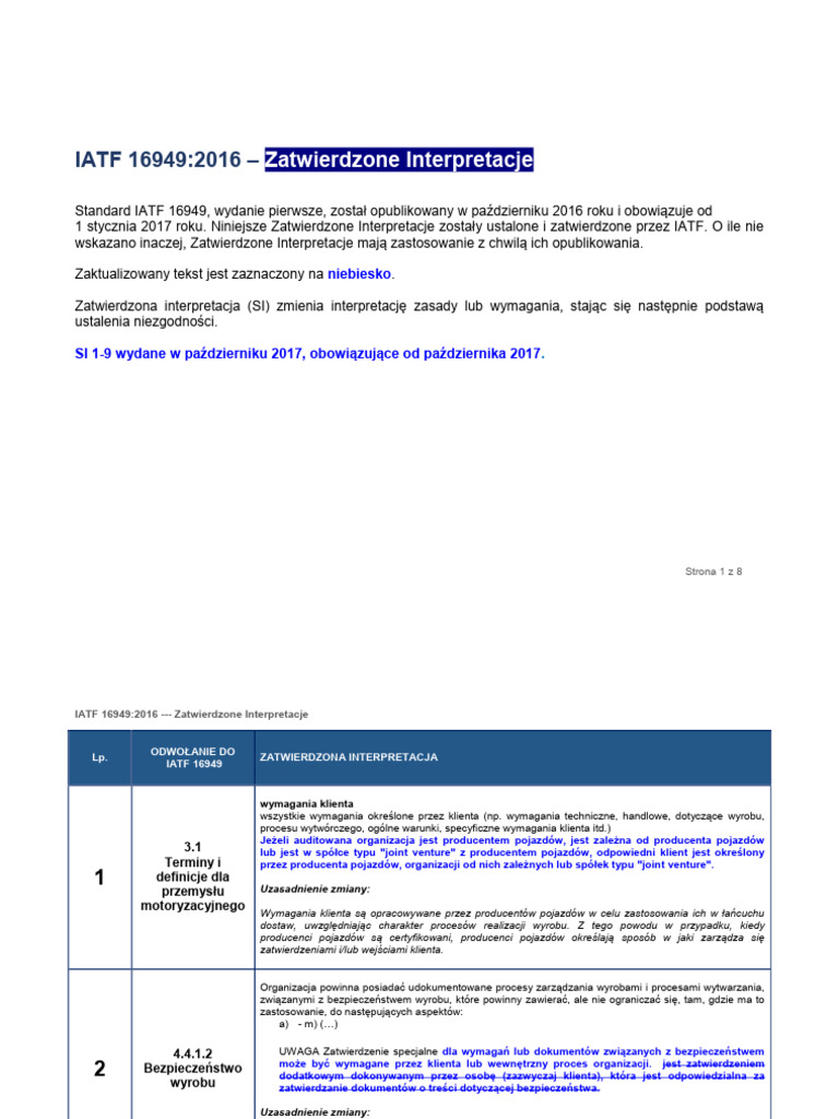 IATF 16949 SI 1 9 SIs - Final 1 PL | PDF