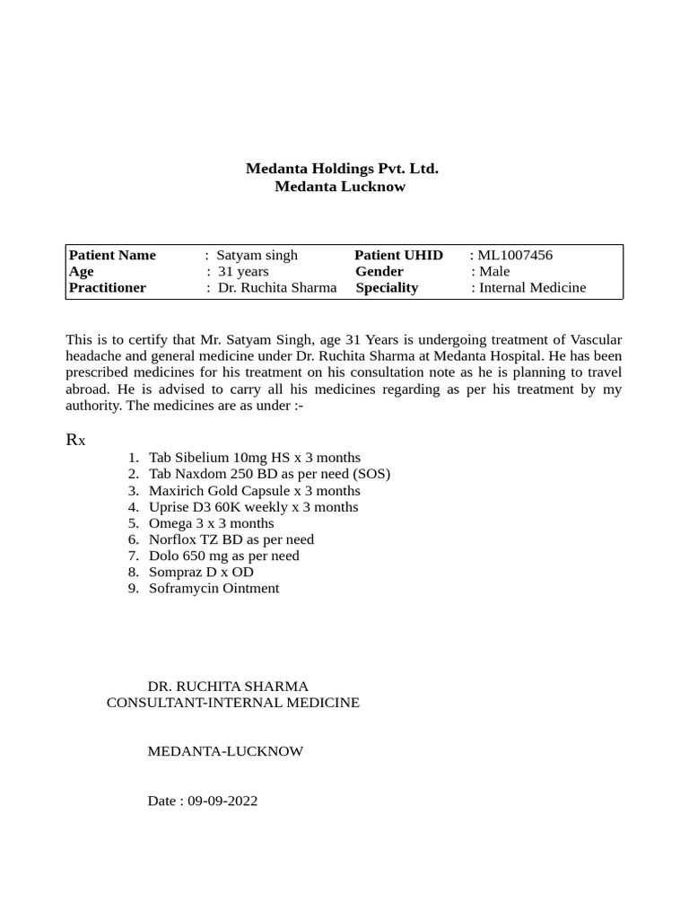 Medical Certificate For Abroad | PDF