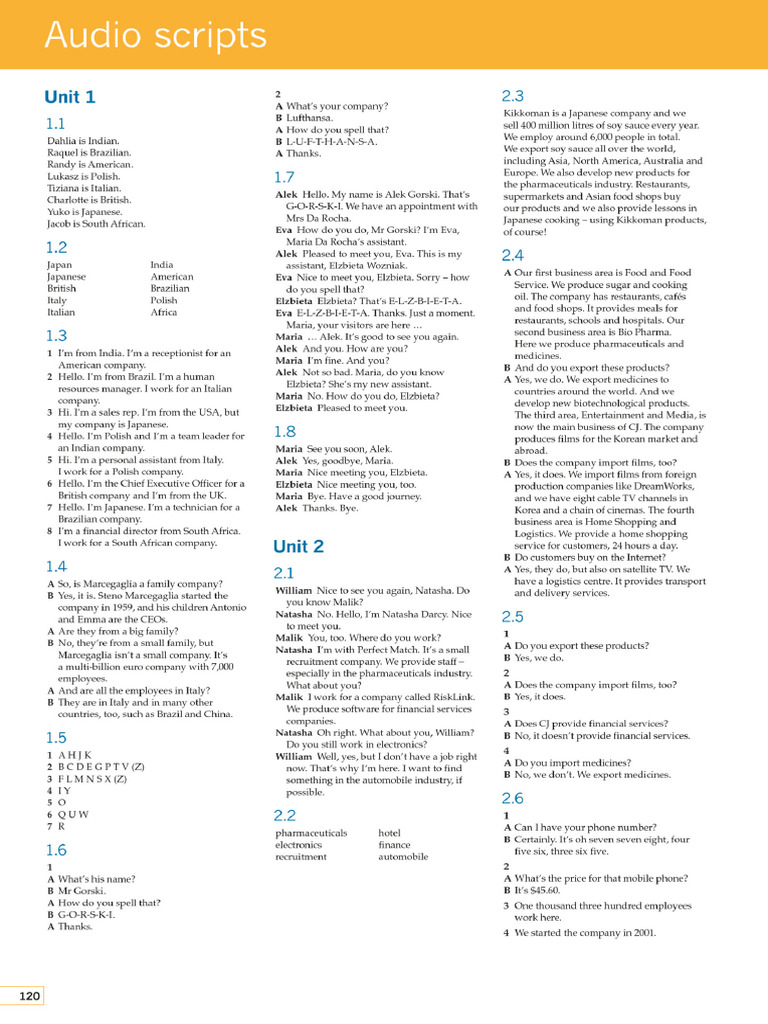 Business Result - Starter - Audio Scripts | PDF