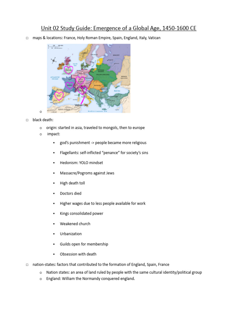 Unit 02 Study Guide WH2 24-25 | PDF | Protestantism | Catholic Church