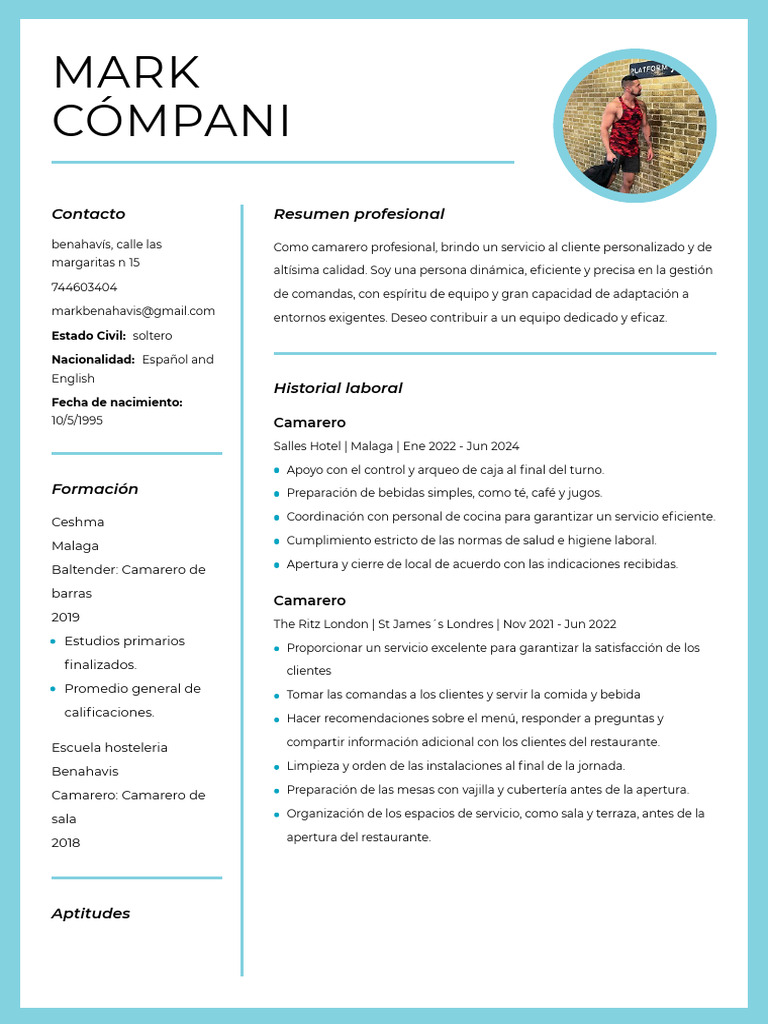 Mark_Cómpani_CV | PDF | Camareros
