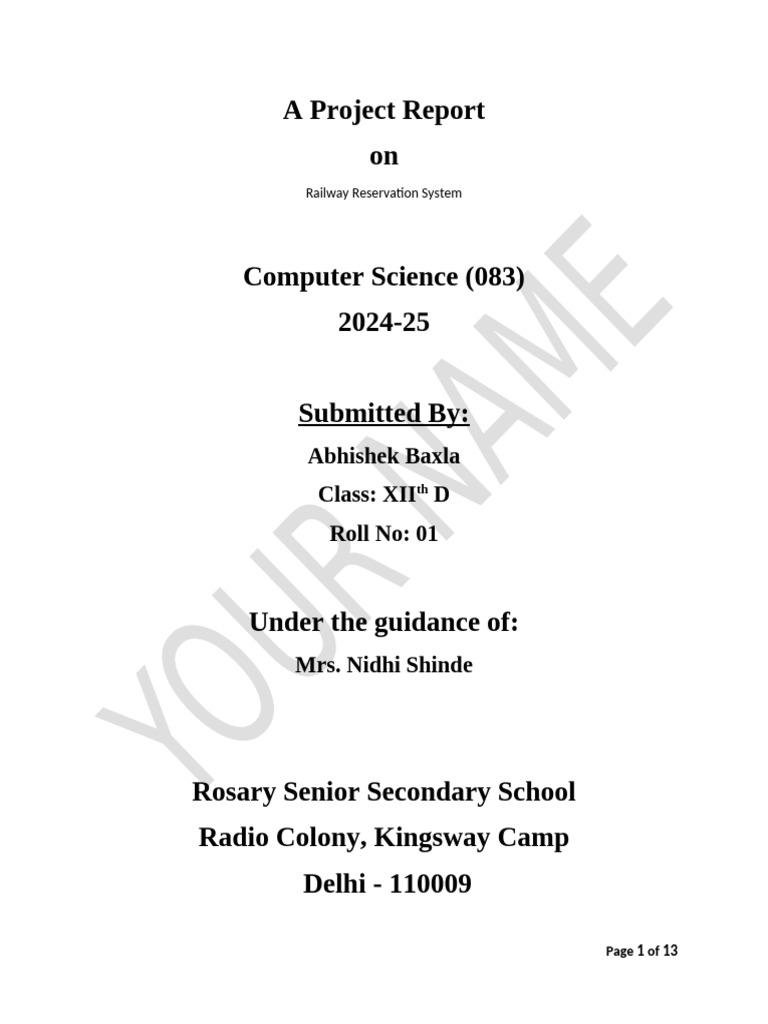Railway Reservation System Report | PDF | Databases | Data Management
