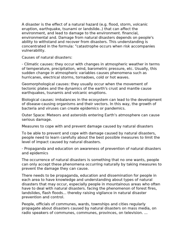 A Disaster Is The Effect of A Natural Hazard | PDF | Climate Change ...