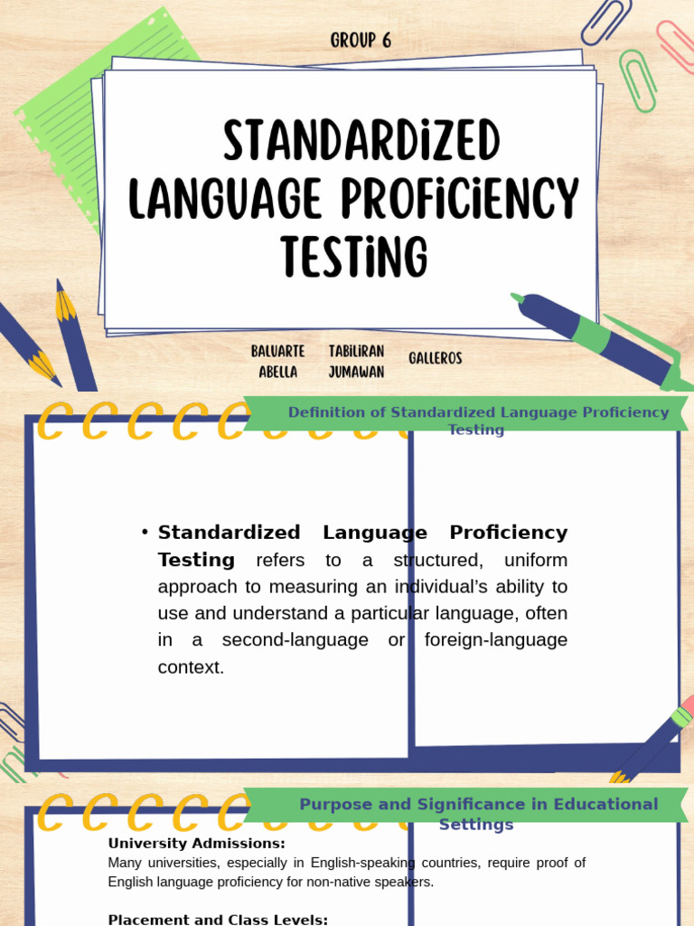 Standardized Language Proficiency Testing - Group 6 | PDF ...
