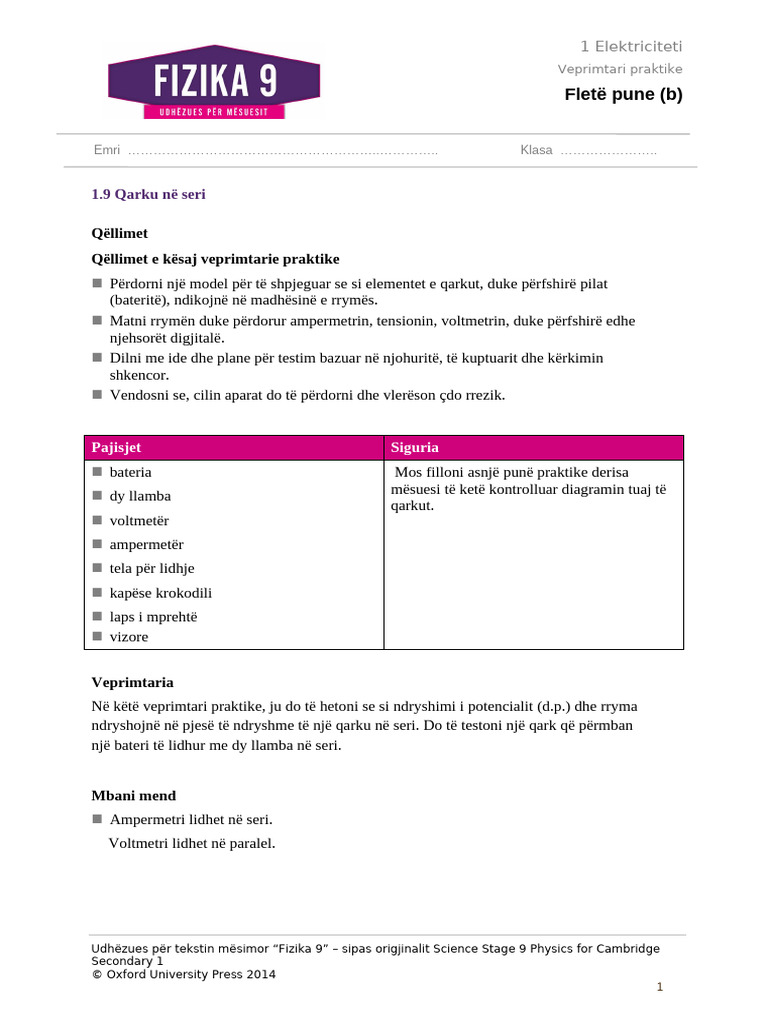 Flete Pune Praktike Per Nxenesin (B) Qarku Ne Seri | PDF