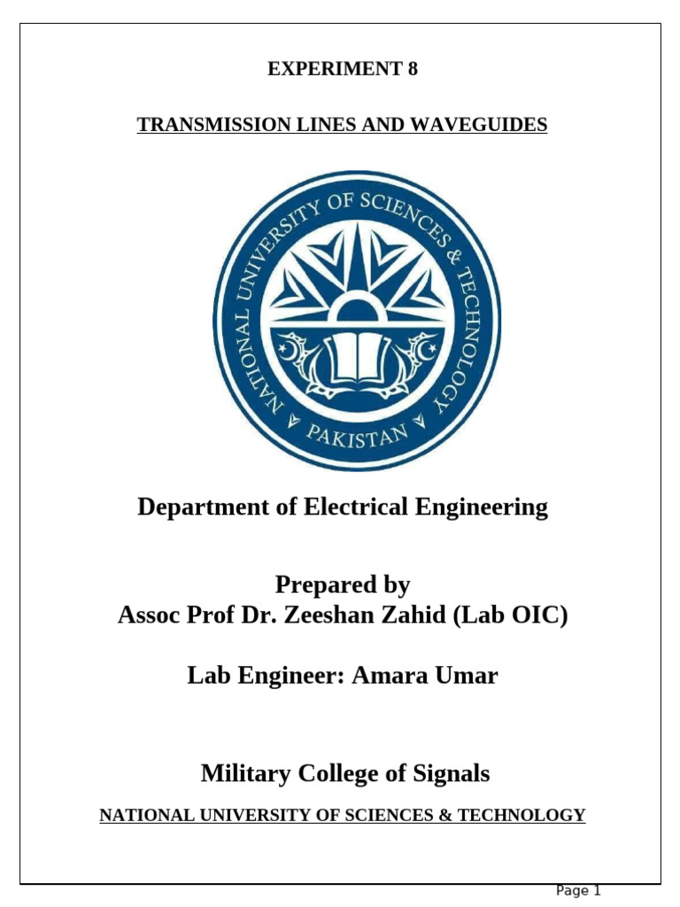 Lab Manual 8 (LC Impedance Matching) | PDF | Electrical Impedance ...
