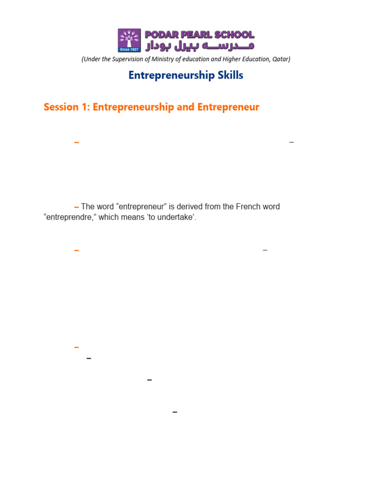 Entrepreneurial Skills - NOTES | PDF | Entrepreneurship | Business