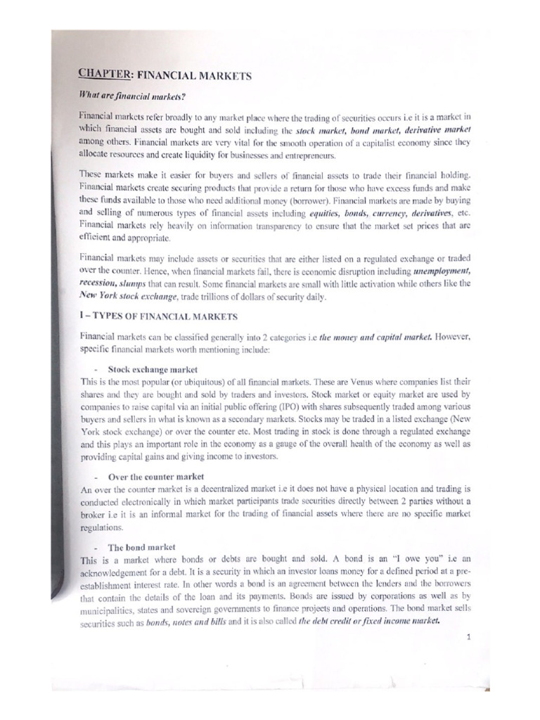 Chapter Financial Markets | PDF