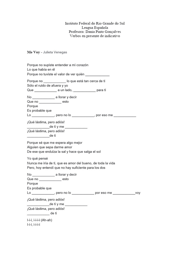 Me voy - Julieta Vengas. completo | PDF