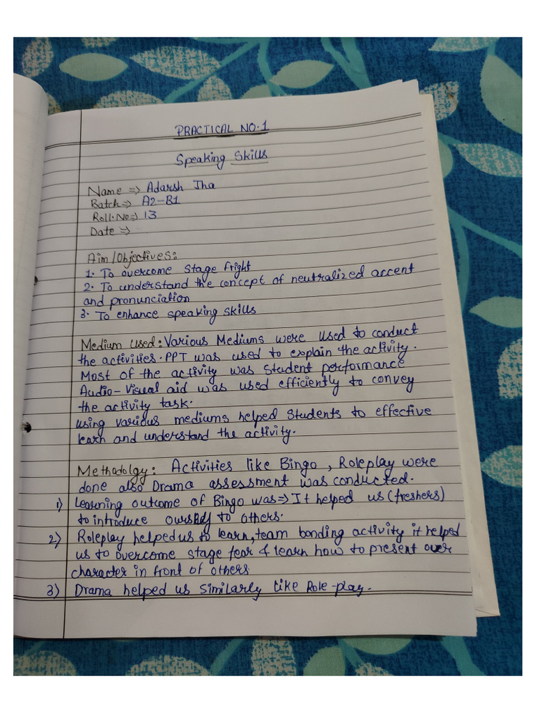 ADARSH JHA A2-(B1) Roll. No 13 English Journall | PDF