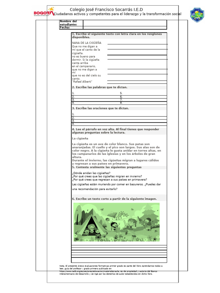 Evaluacion Trimestral Primero | PDF