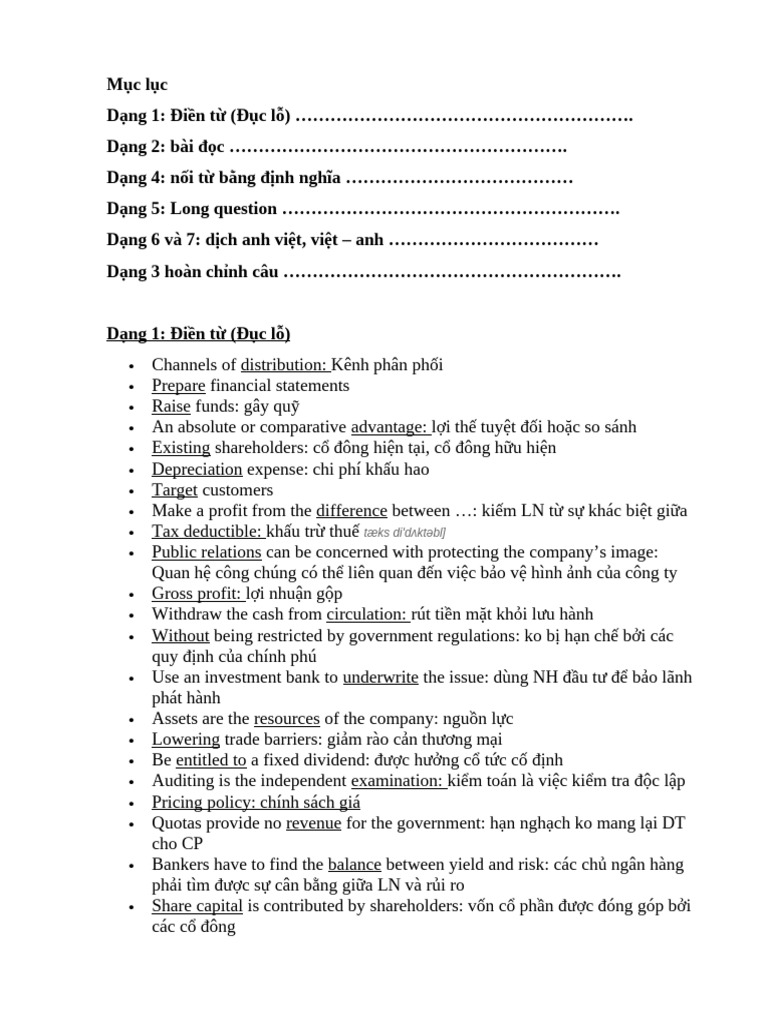 Các D NG C A TACN 2 | PDF