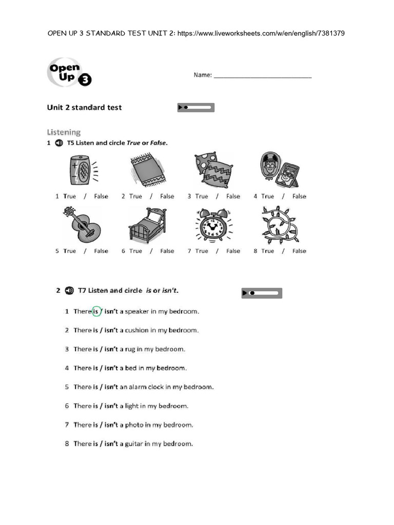 Open Up 3 Unit 2 Standard Test | PDF
