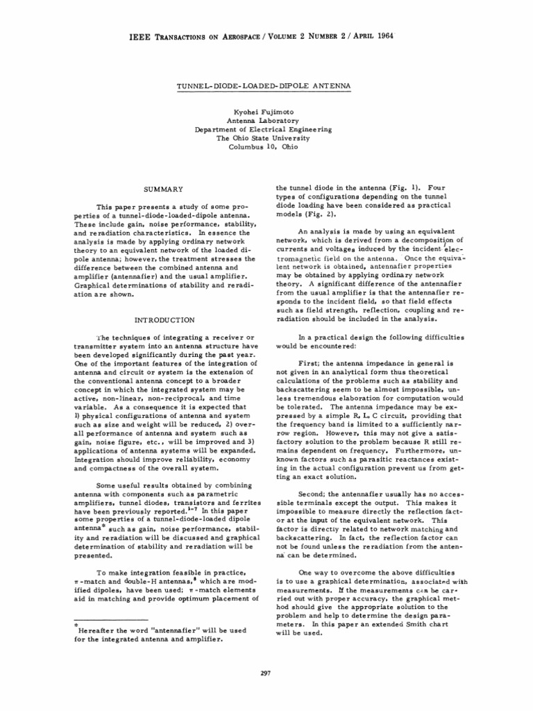 Tunnel Diode Loaded Dipole - Antenna | PDF | Antenna (Radio) | Amplifier