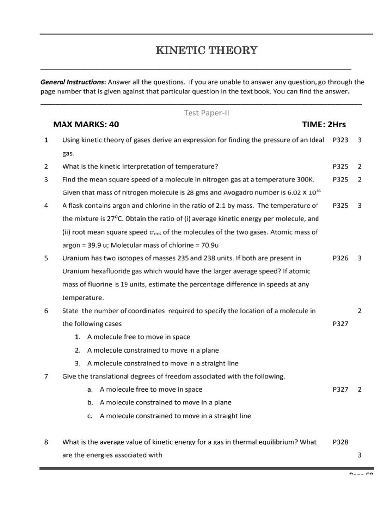 XI STD Kinetic Theory | PDF