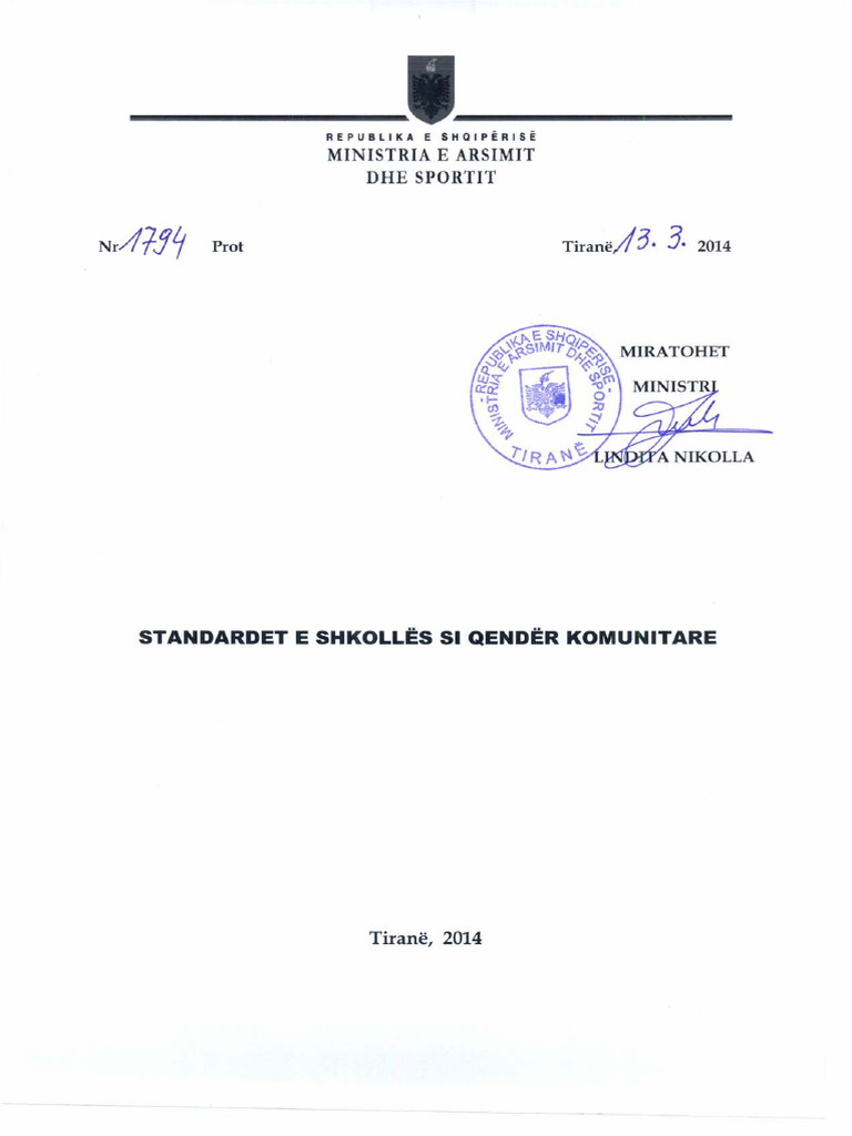 Standardet e Shkolles Si Qender Komunitare MASR | PDF