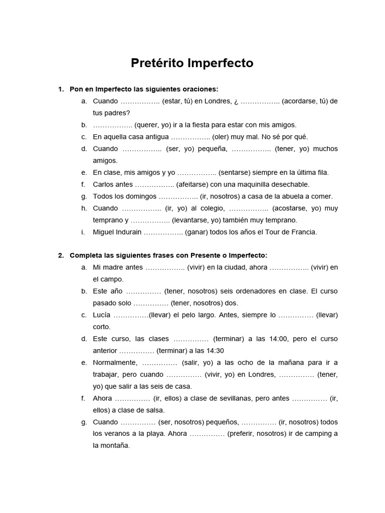 Pretérito Imperfecto | PDF