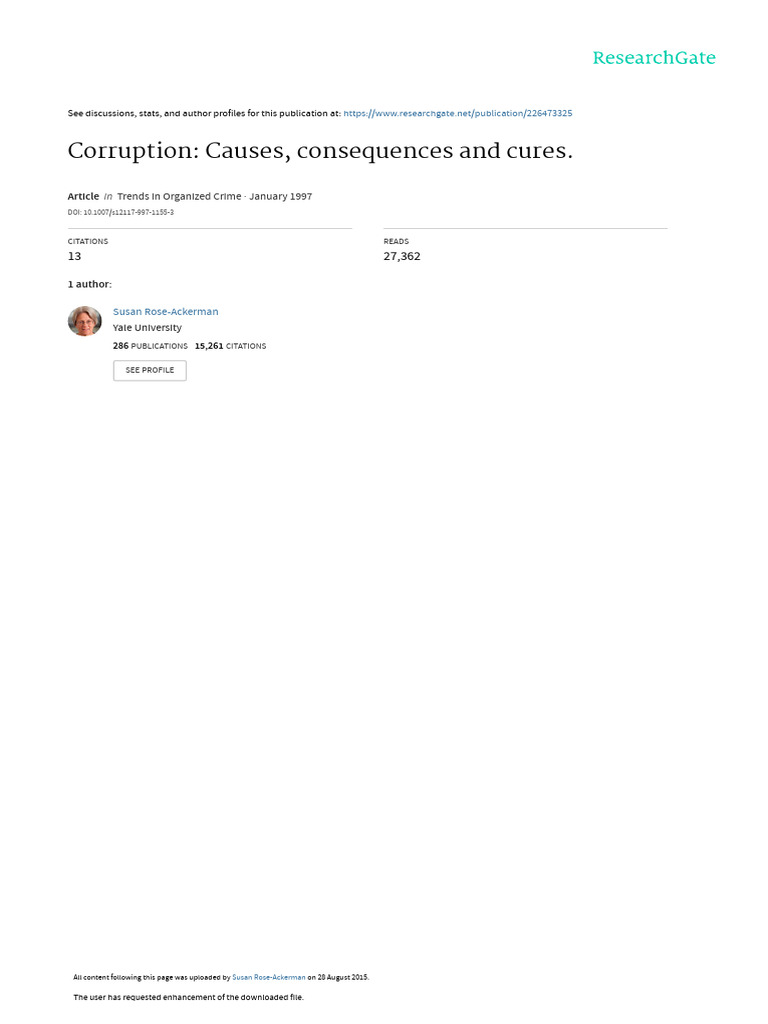 Corruption Causes Consequences and Cures | PDF | Cost Of Living | Bribery