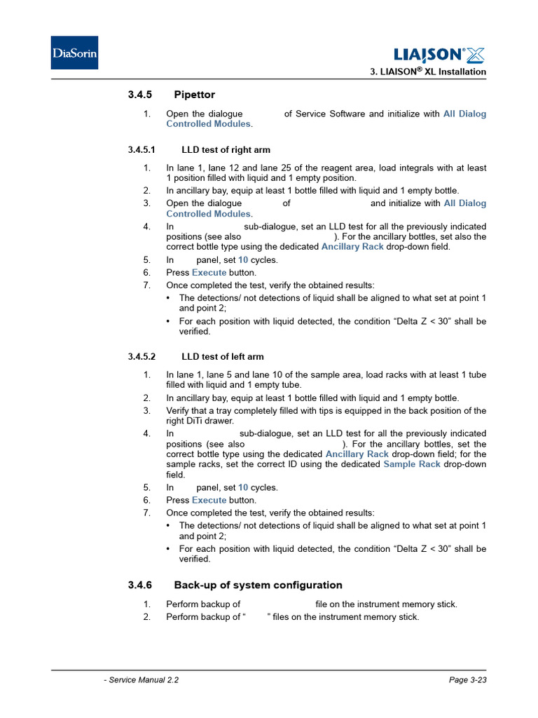 اجراءات اختبار عند تركيب الجهاز Liaison_XL_Service_Manual_2.2 ...