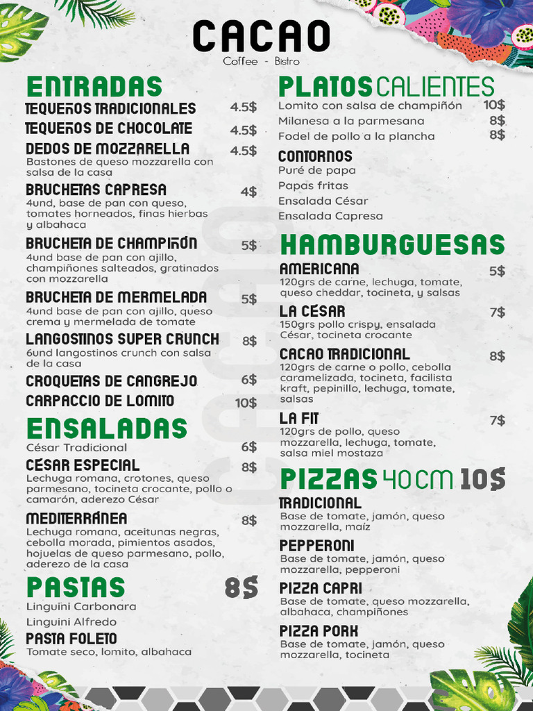 Menu CACAO | PDF