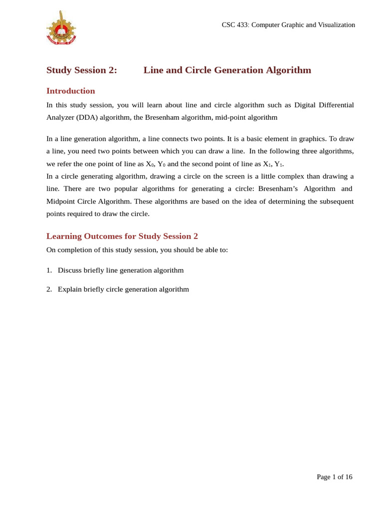 Study Session 2 CSC 433 | PDF | Applied Mathematics | Computer Graphics