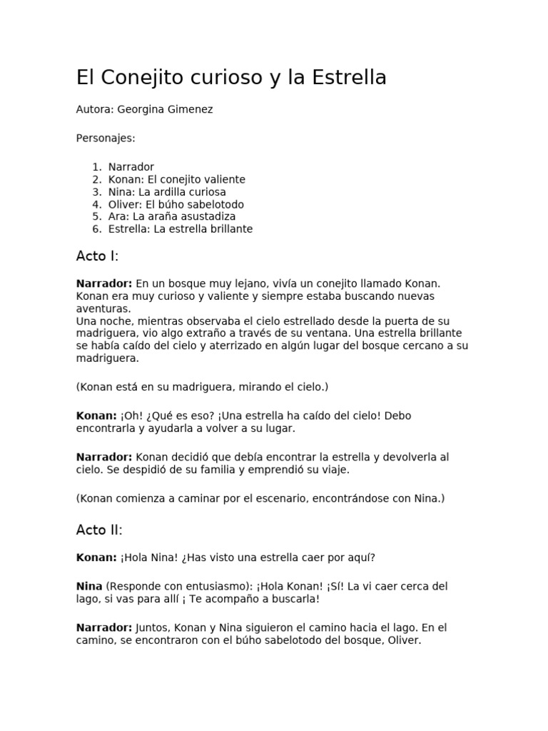 El Conejito Curioso y La Estrella | PDF