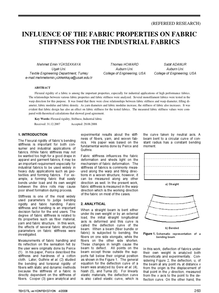 Fabric Stiffness | PDF | Bending | Stiffness