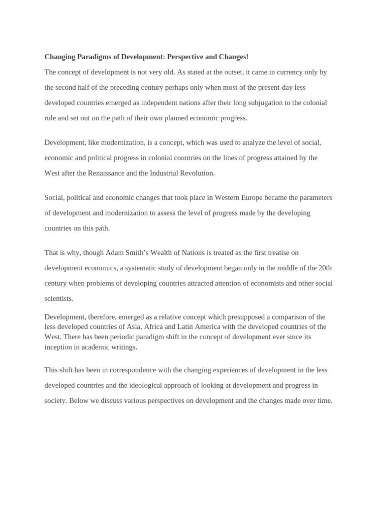 Changing Paradigms of Development | PDF | Sustainability | Sustainable ...