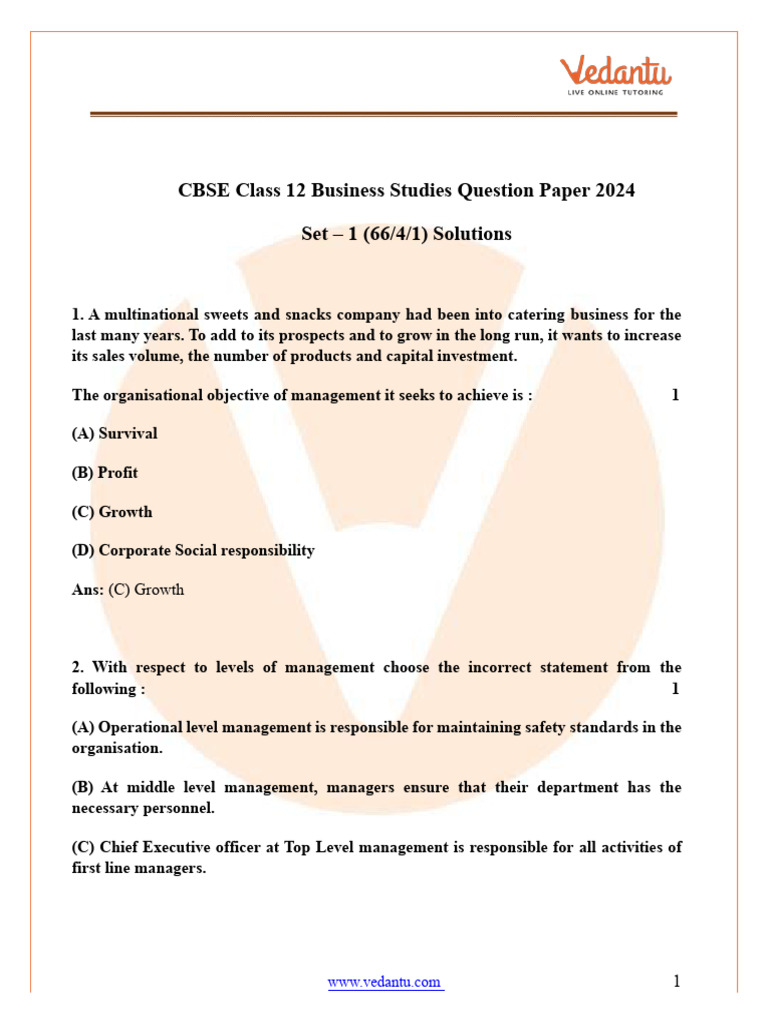 cbse-class-12-business-studies-question-paper-set-1-66-4-1-2024 | PDF ...
