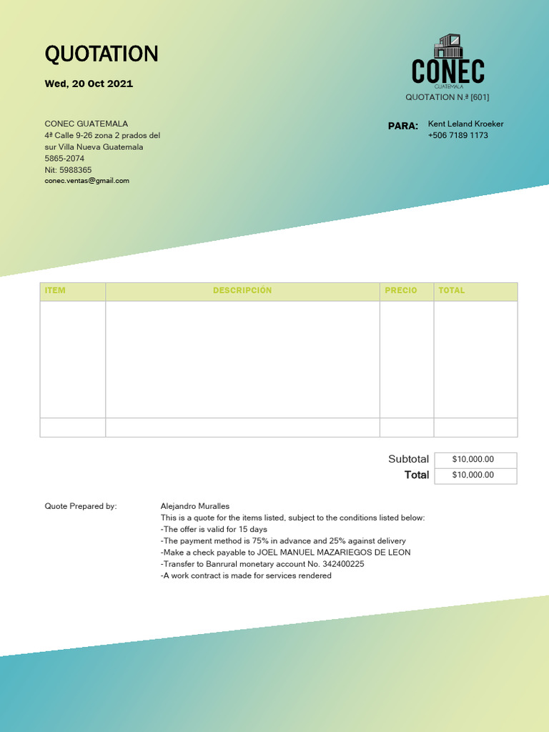 Machote Coti Ingles | PDF