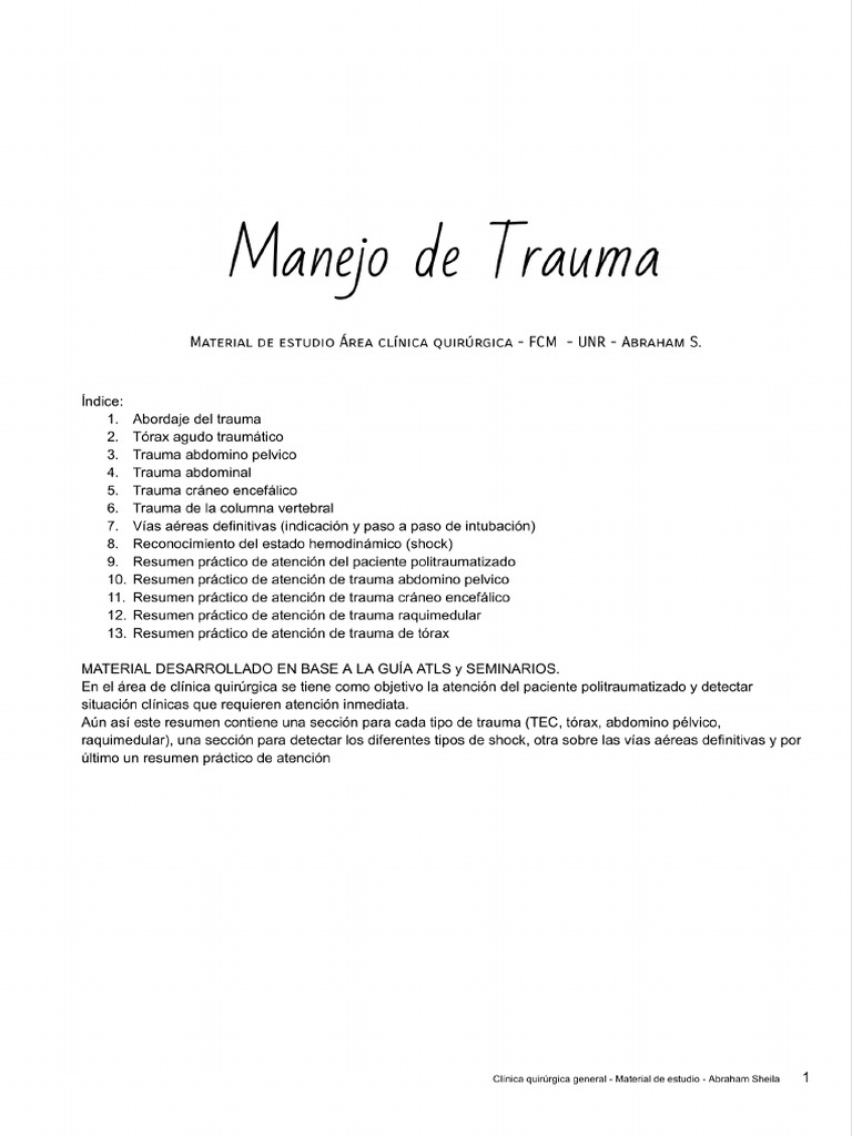 Manejo Del Trauma 67pag | PDF